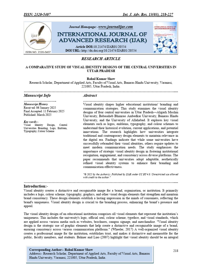A COMPARATIVE STUDY OF VISUAL IDENTITY DESIGNS OF THE CENTRAL ...