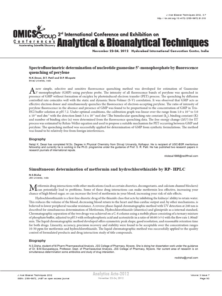 Published Conference Abstract | PDF | High Performance Liquid ...