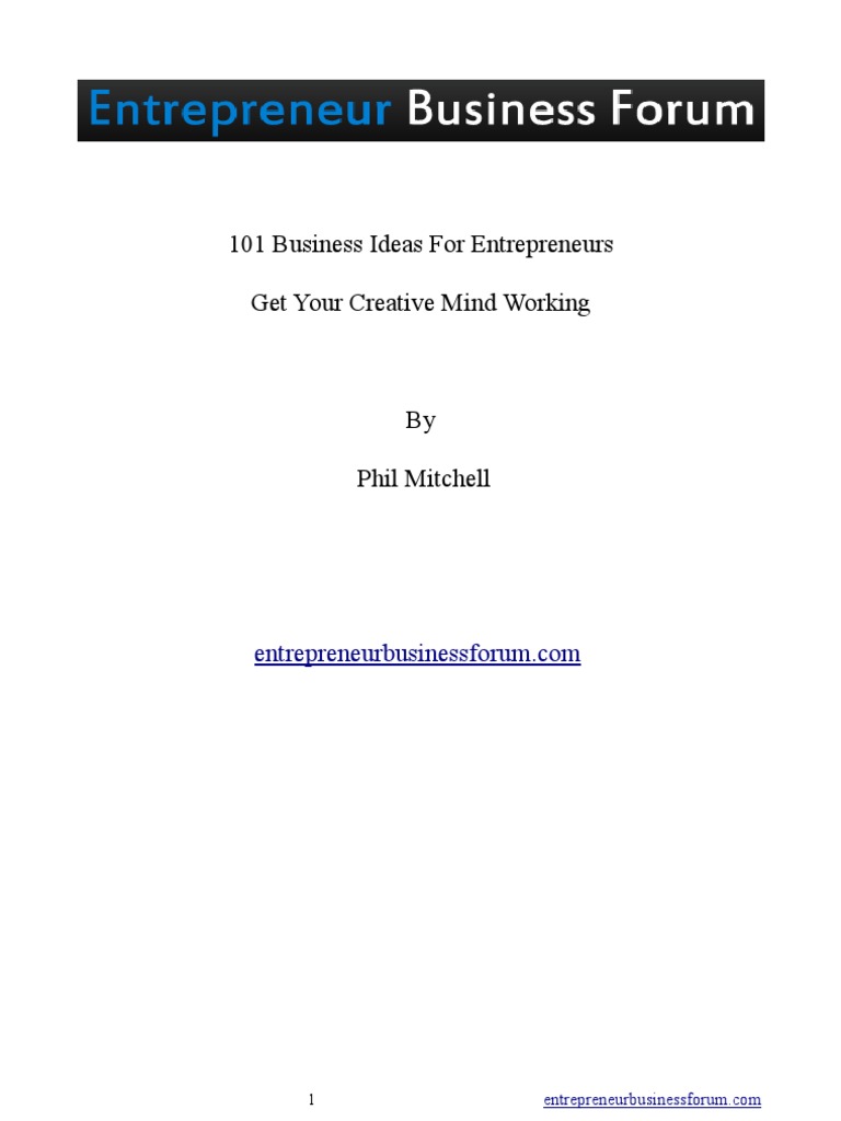 101 Business Ideas For Entrepreneurs | PDF | Social Media | Popular ...