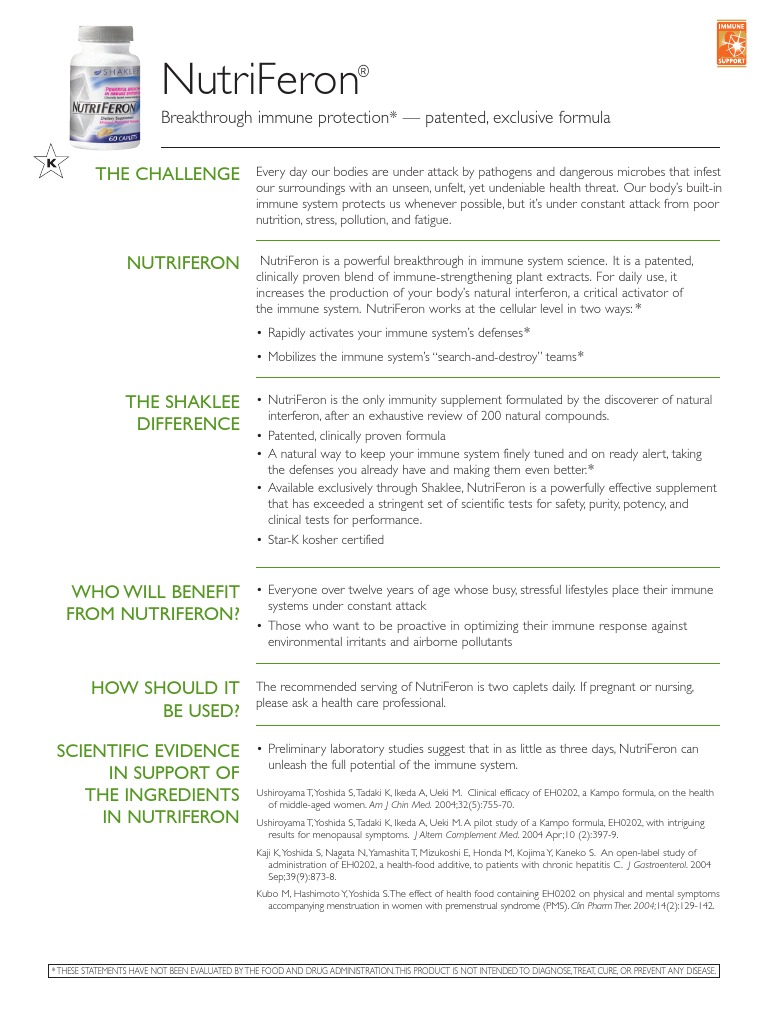 Product Bulletin - Nutriferon | PDF | Premenstrual Syndrome | Immune System