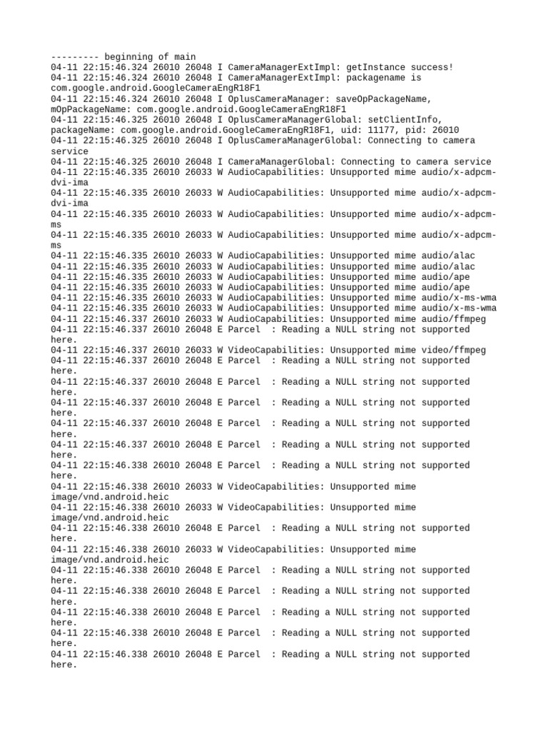 Camera Manager Log Analysis | PDF | Computing | Software