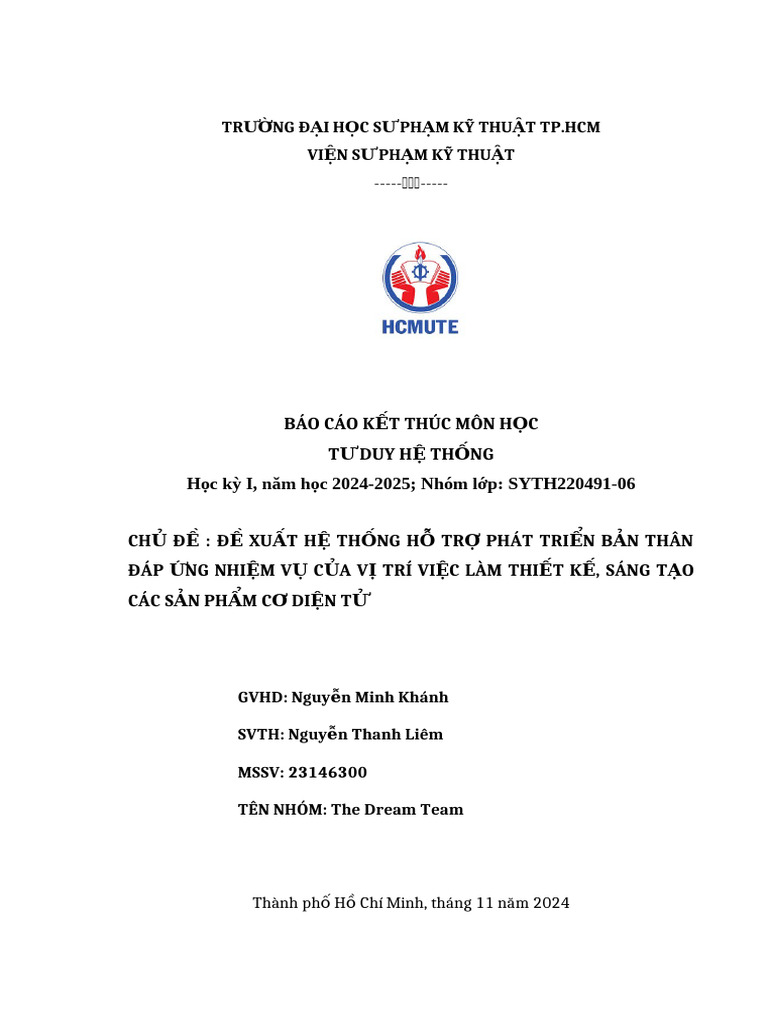 The Dream Team - 23146300-Nguyen Thanh Liem - BaocaoTDHT-ST6 (1-2) | PDF