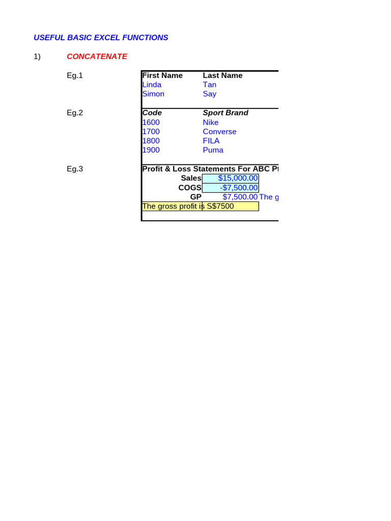 Essential Excel Functions Guide | PDF | Computer Science | Software Engineering