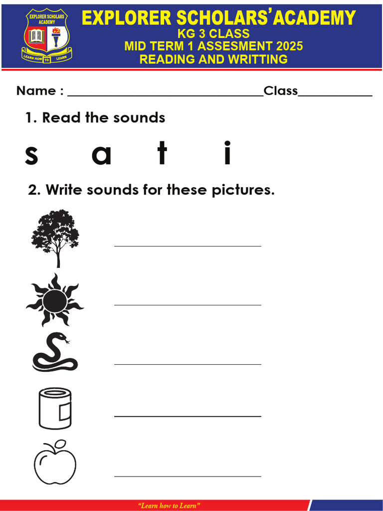 KG 3 Reading & Writing Assessment | PDF