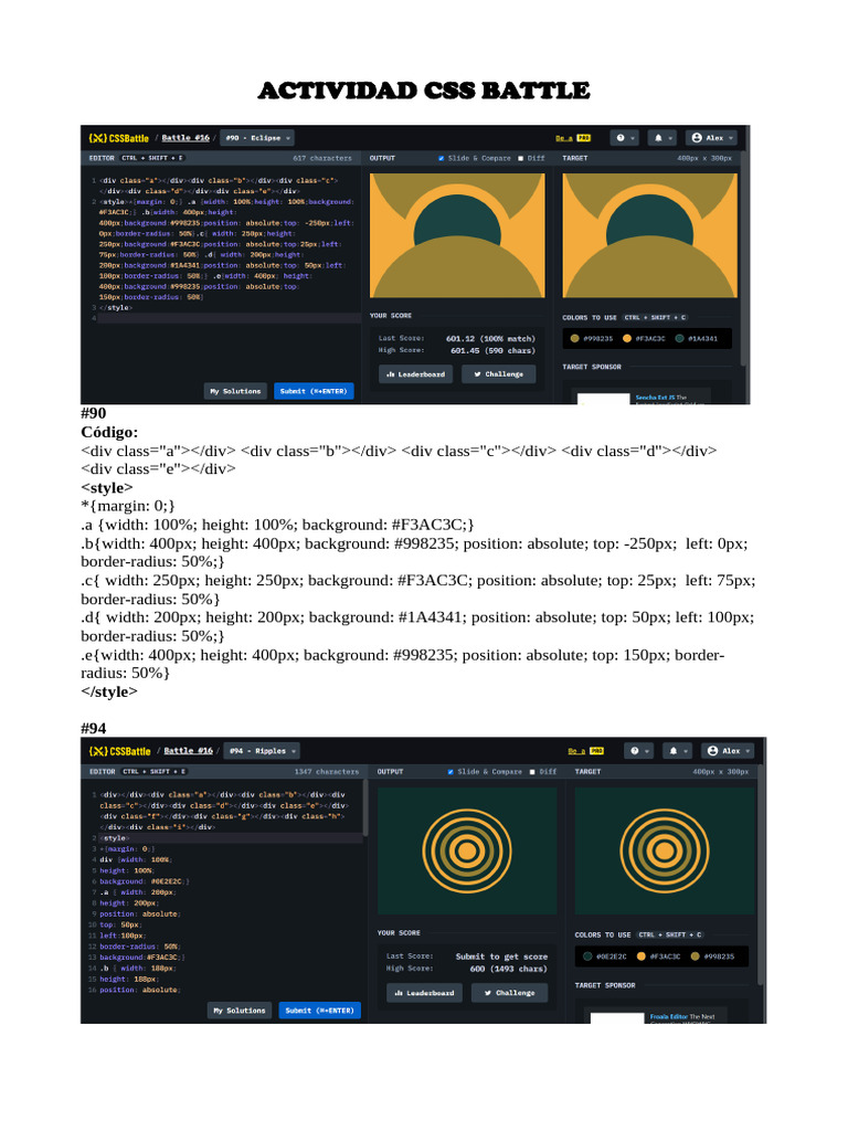 Actividad CSS Battle AlejandroCastro | PDF