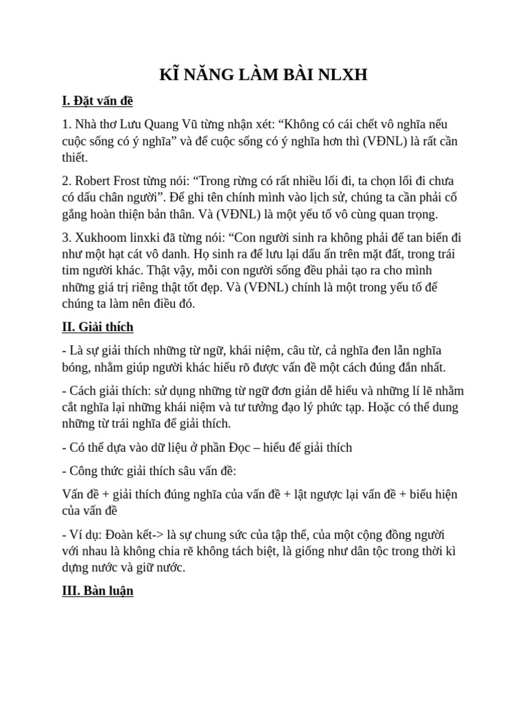 Kĩ Năng Làm Bài Nlxh | PDF