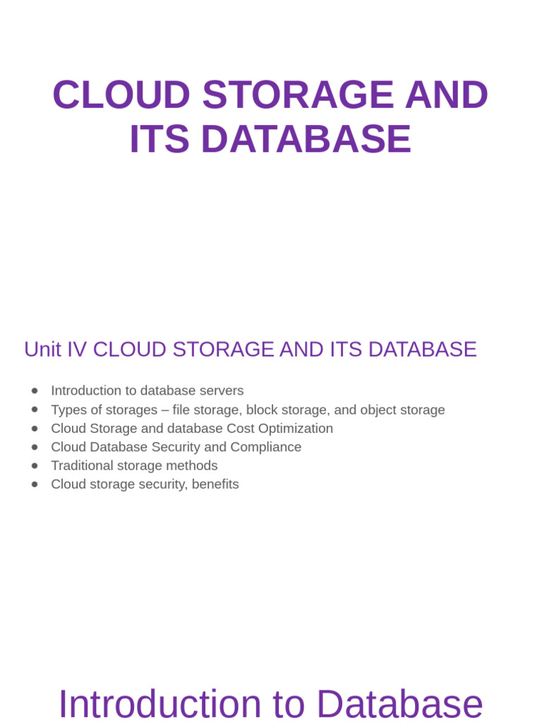 Unit 4 Cloud Storage and Its Database (1) | PDF | Databases | Cloud Computing