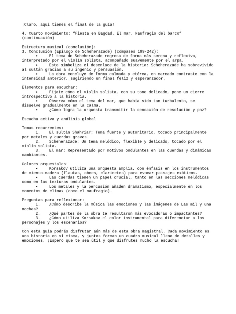 Análisis musical de Scheherazade | PDF