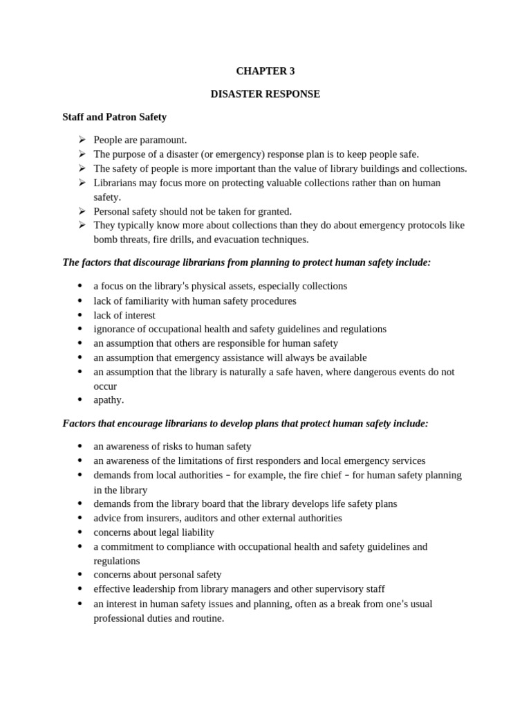 Library Disaster Response Planning Guide | PDF | Safety | Emergency