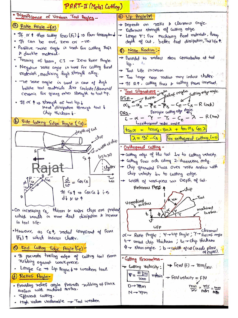 Metal Cutting Part-1 FULL REVISION | PDF