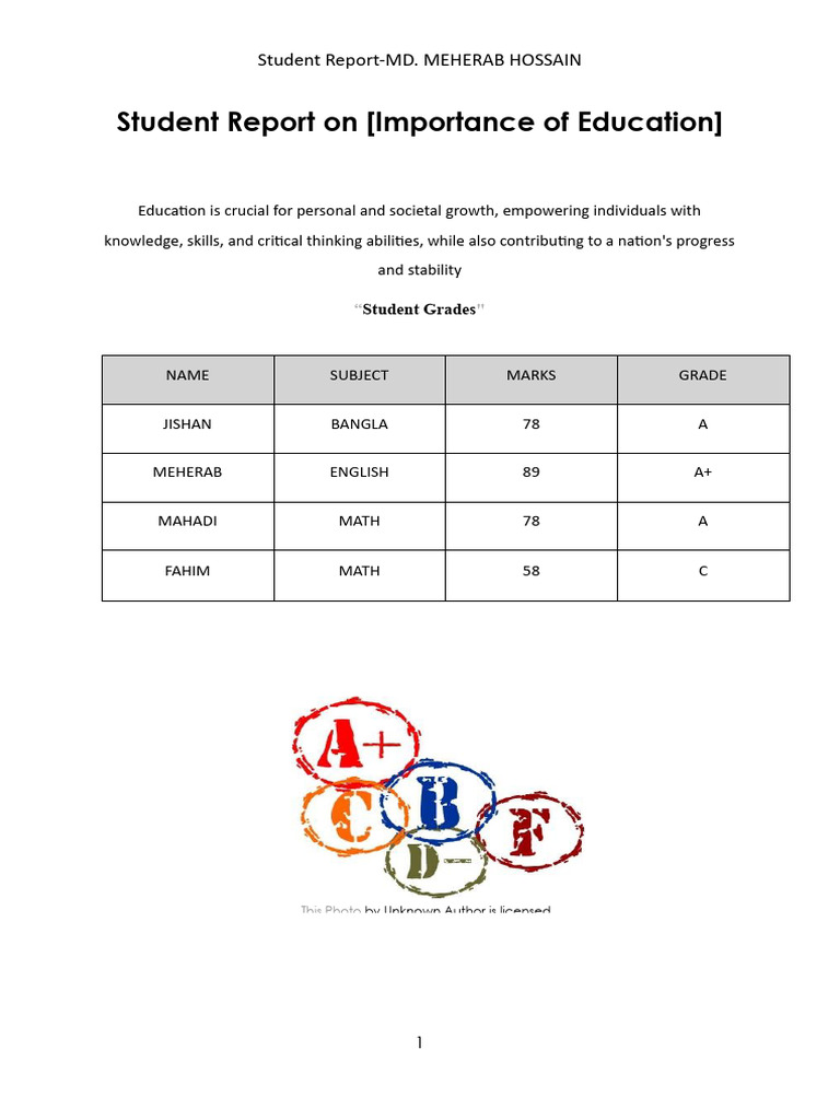 Md.meherab Hossain StudentReport | PDF | Educational Technology
