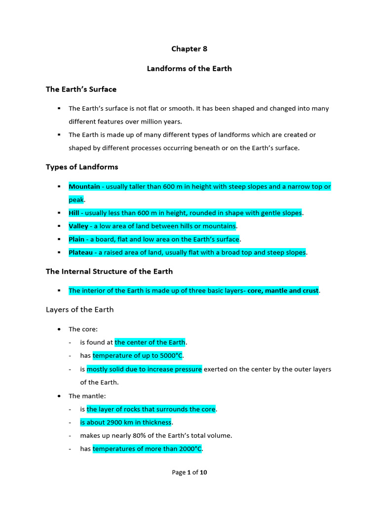 Chapter 8 Landforms On The Earth | PDF | Volcano | Plate Tectonics