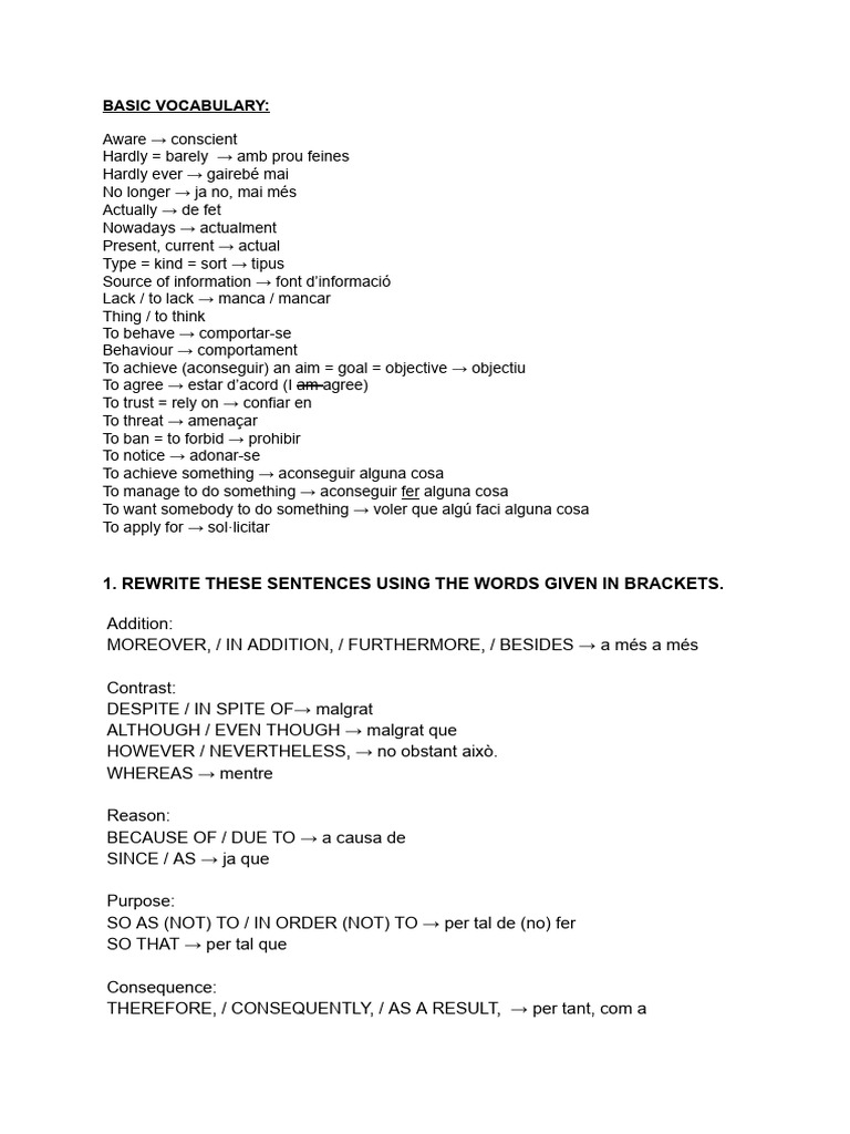 Vocabulary and Linkers | PDF