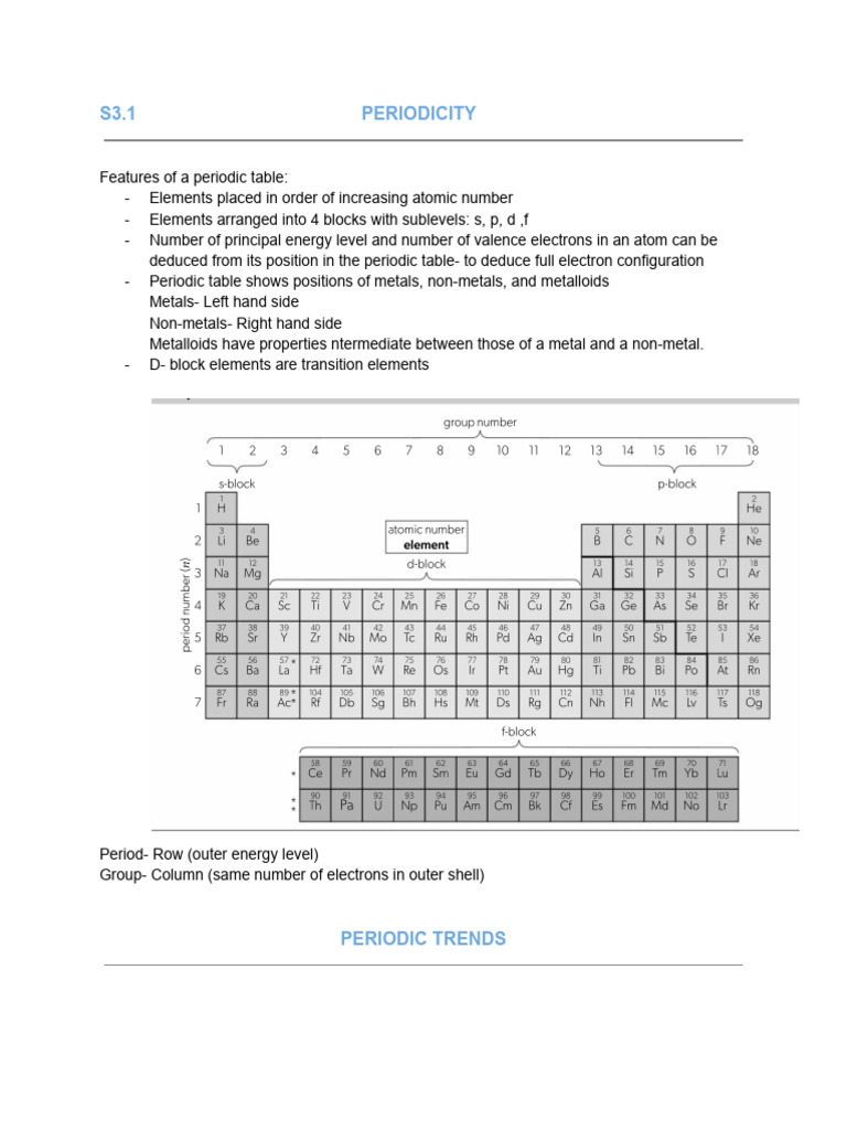 Chemistry Periodicity Notes | PDF | Ion | Periodic Table