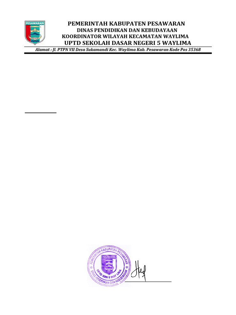 Format Surat Usulan Daya Tampung Dan Wilayah Penerimaan SDN 5 Waylima - Hari Sumantri | PDF