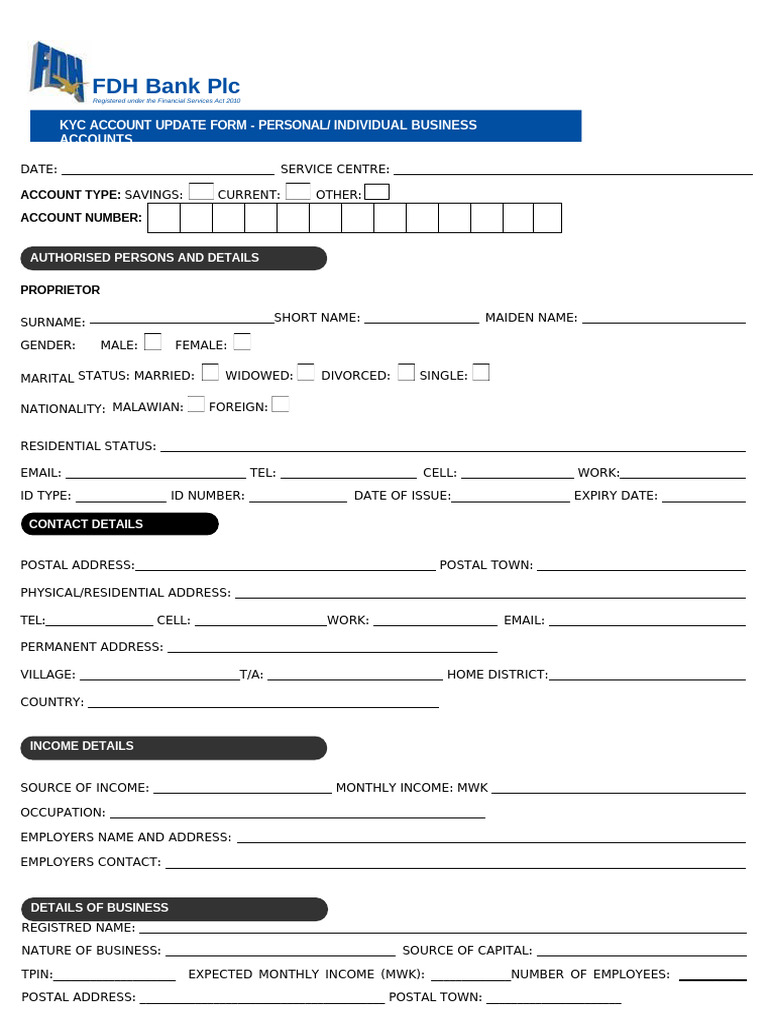 Kyc Account Update Form-Individual Business Accounts | PDF | Banks ...