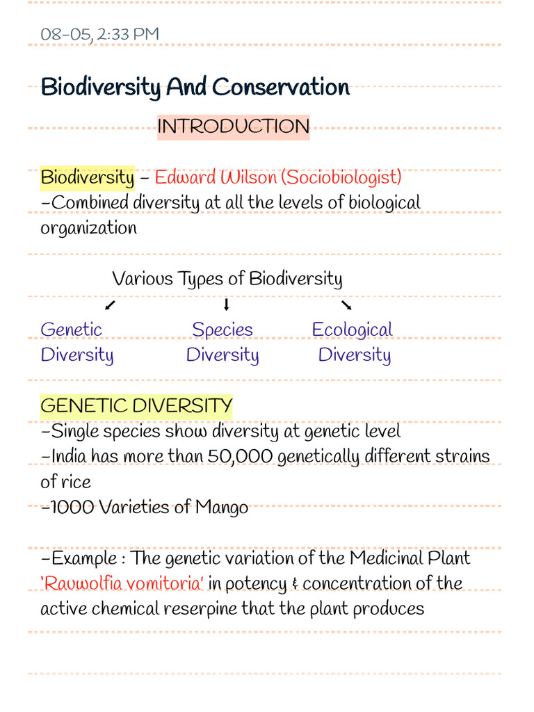 Biodiversity and Conservation Overview | PDF | Biodiversity ...