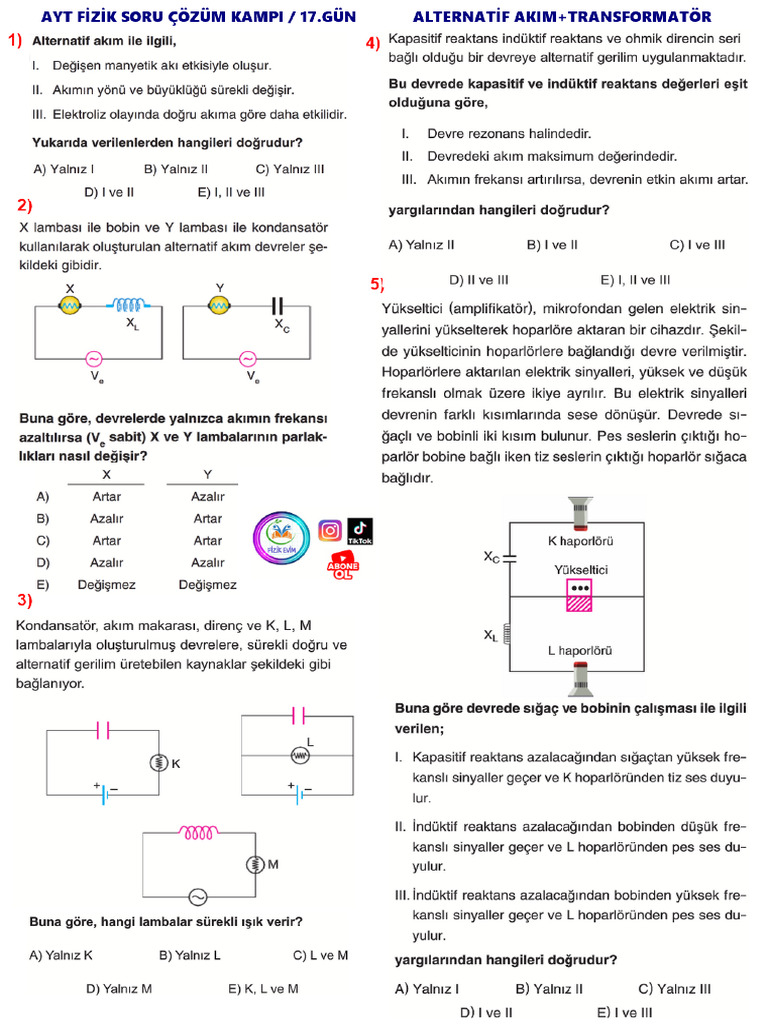 17.GÜN ALTERNATİF AKIM + TRANSFORMATÖR | PDF