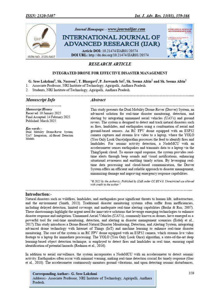 Integrated Drone For Effective Disaster Management | PDF | Unmanned ...