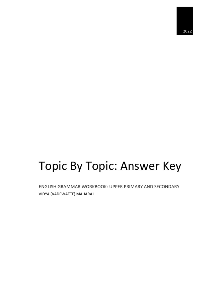 A Process of Testing English Grammar Topic by Topic - Upper Primary and ...
