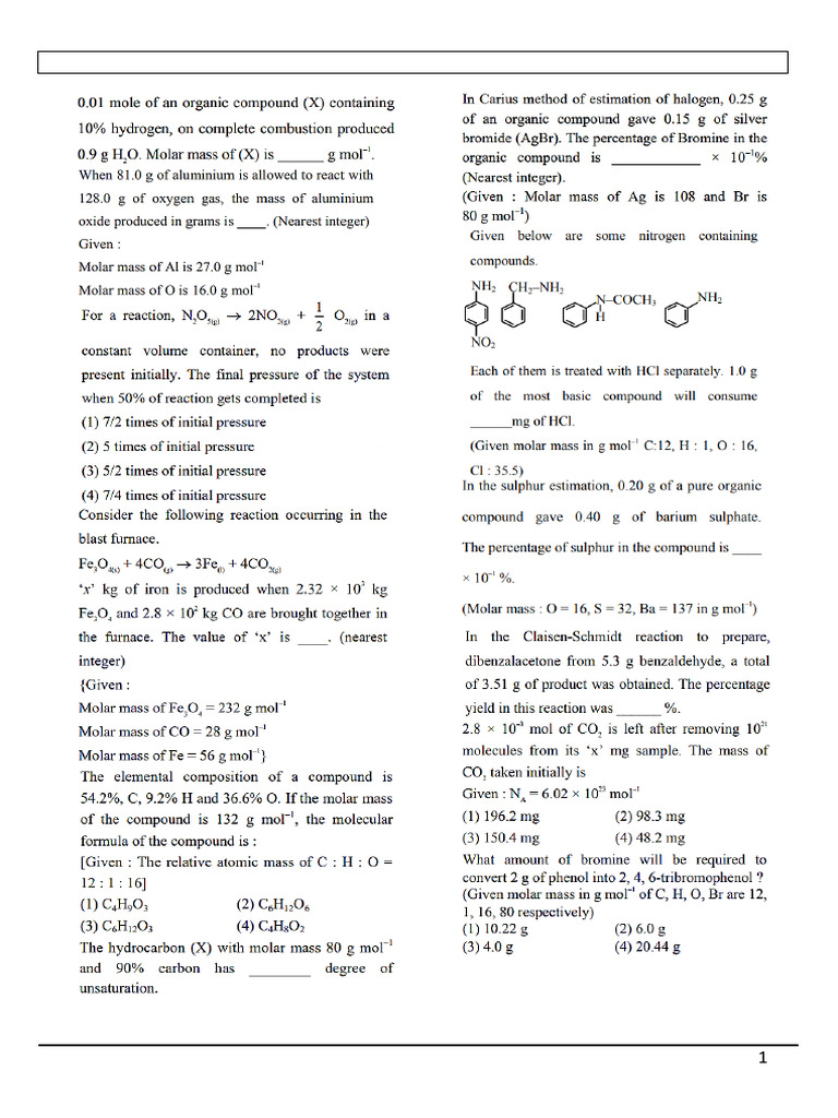 Mole Concept, Redox, and Titration Guide | PDF | Mole (Unit) | Chemistry