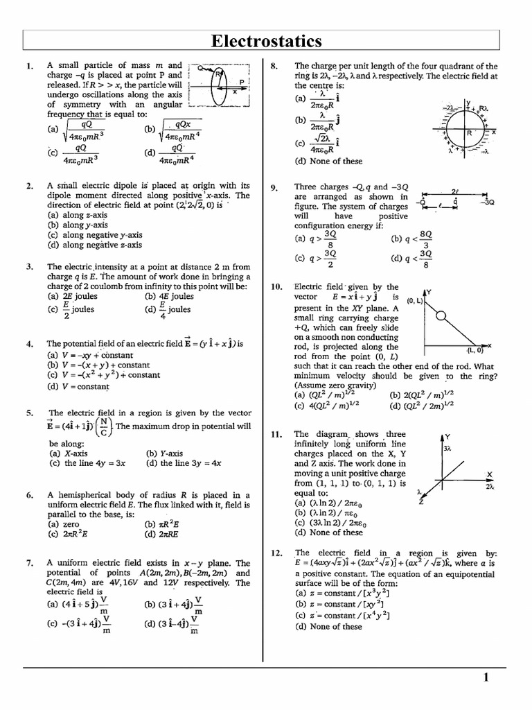 Question Paper Electrostatics Physics Target JEE 2025 Raj Sahu Sir Jitu ...