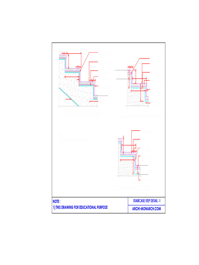 Staircase Step Detail Drawing | PDF | Building Materials | Building ...