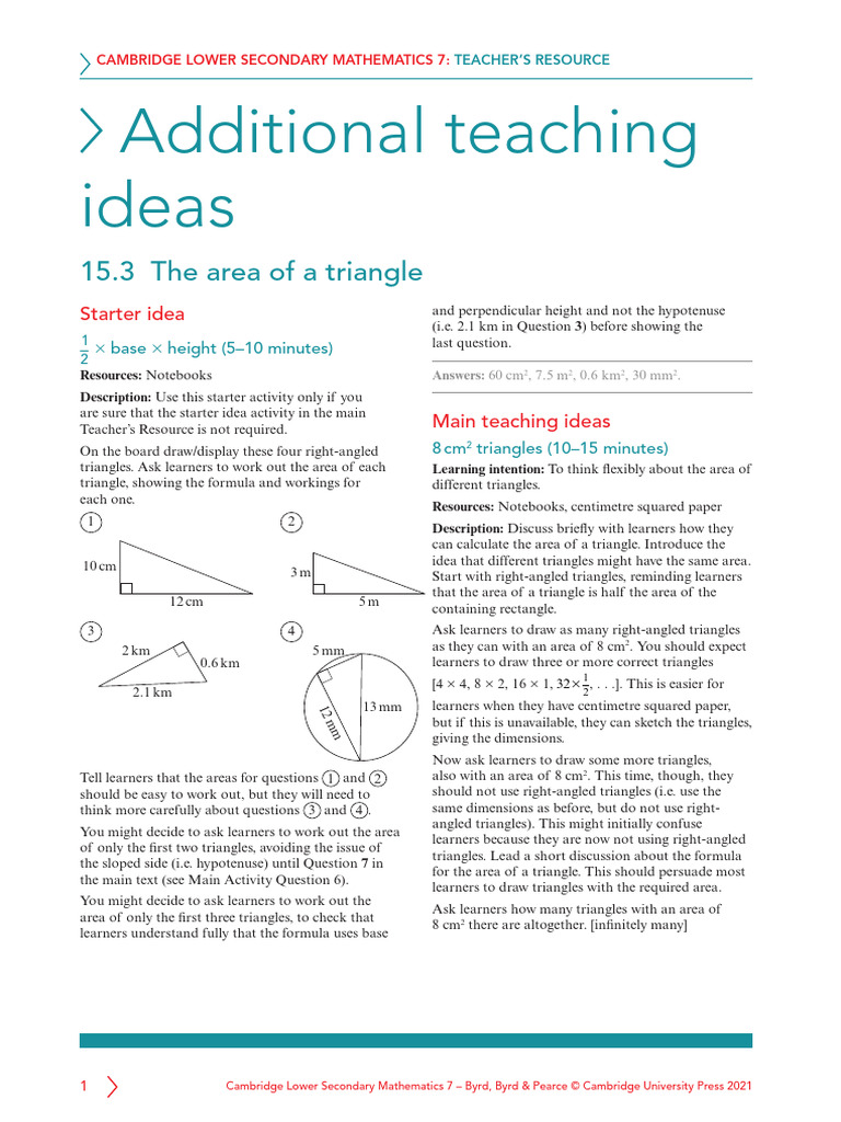 Additional_teaching_ideas_15.3 | PDF | Area | Elementary Mathematics