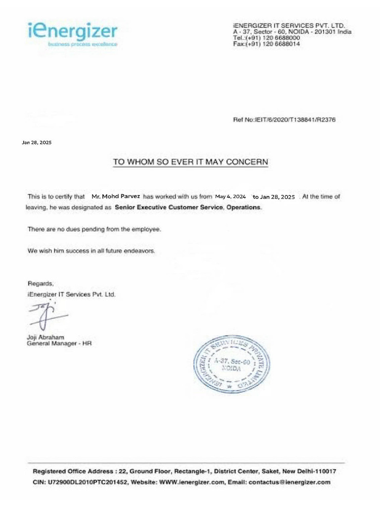 Relieving Letter | PDF