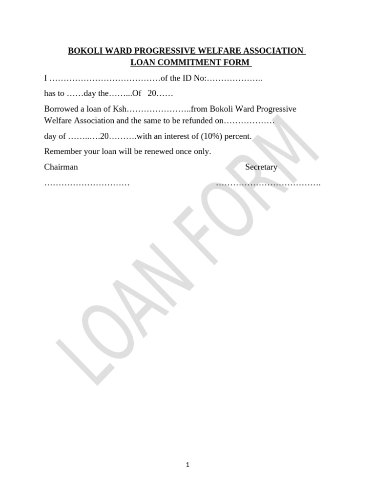 Bokoli Ward Loan Commitment Form | PDF