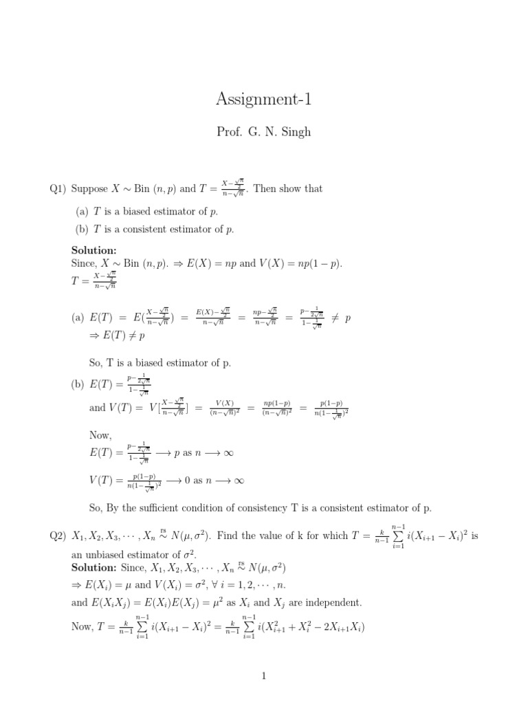 Exercises Solutions Based On Estimation | PDF | Estimation Theory | Statistical Theory