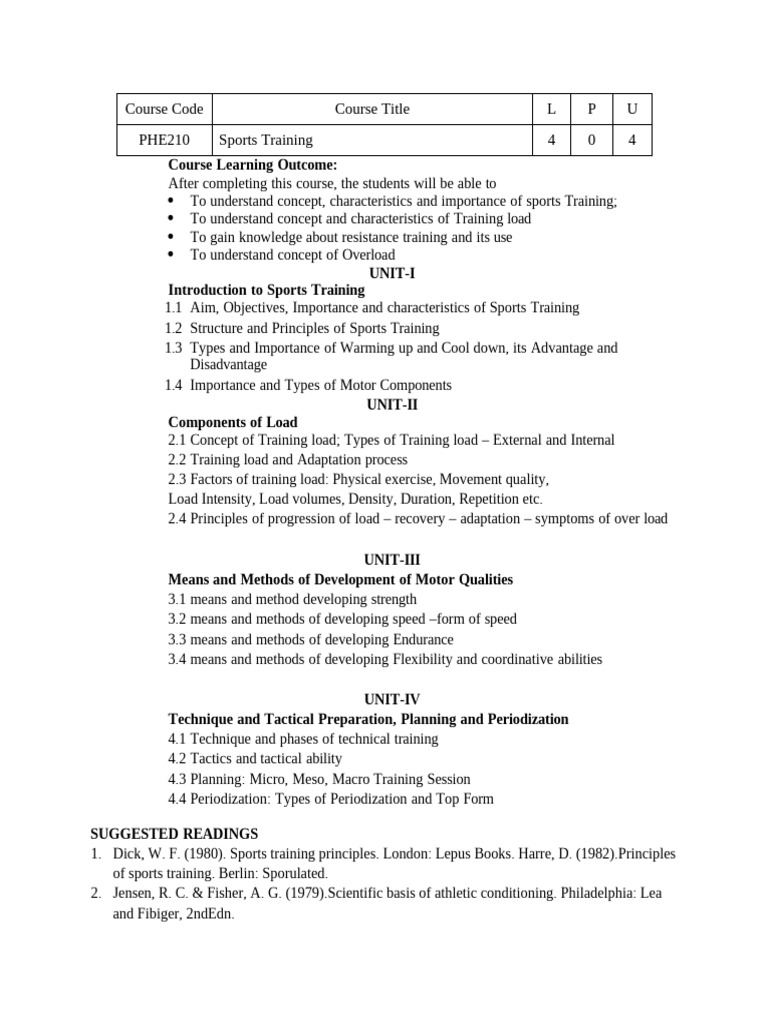 Sports Training (PHE210) Doc 1 | PDF | Strength Training