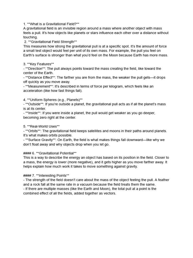 Gravitational Field Overview | PDF