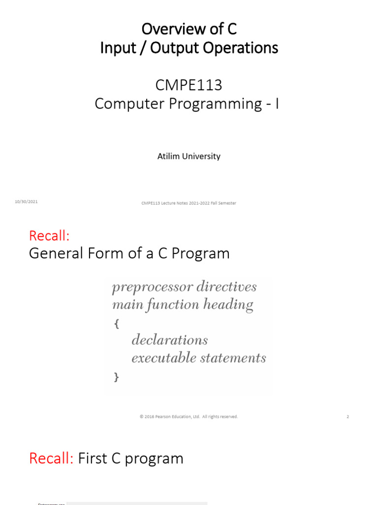 CMPE113 - Lecture 5 - Input - Output - Operations | PDF | Integer (Computer Science) | Numbers