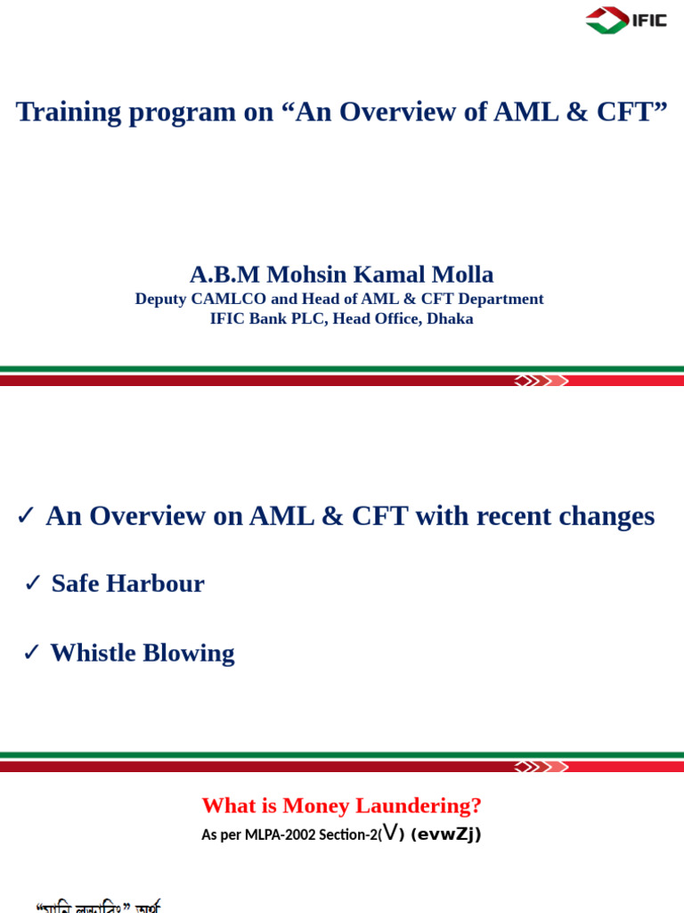 AML & CFT Training Overview Guide | PDF | Corporate Governance | Money ...