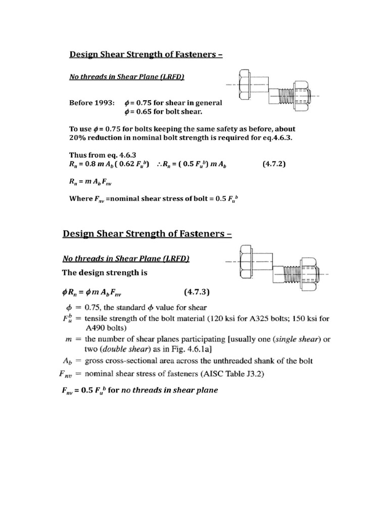Shear Strength of Bolts | PDF