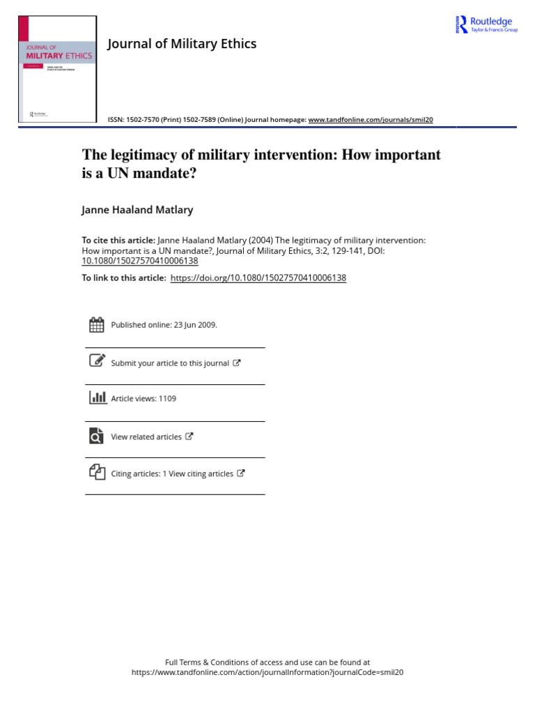 The Legitimacy of Military Intervention How Important Is A UN Mandate ...