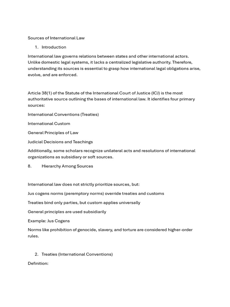 Sources of International Law | PDF | International Law | Treaty