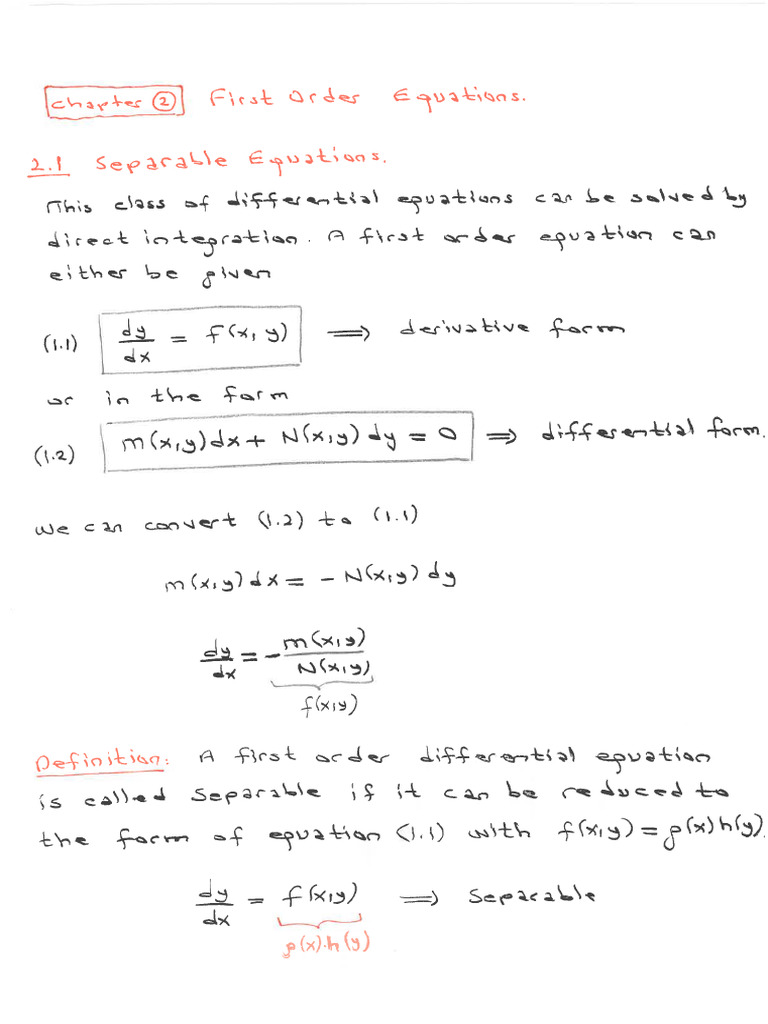 chapter2 First Order Equations | PDF
