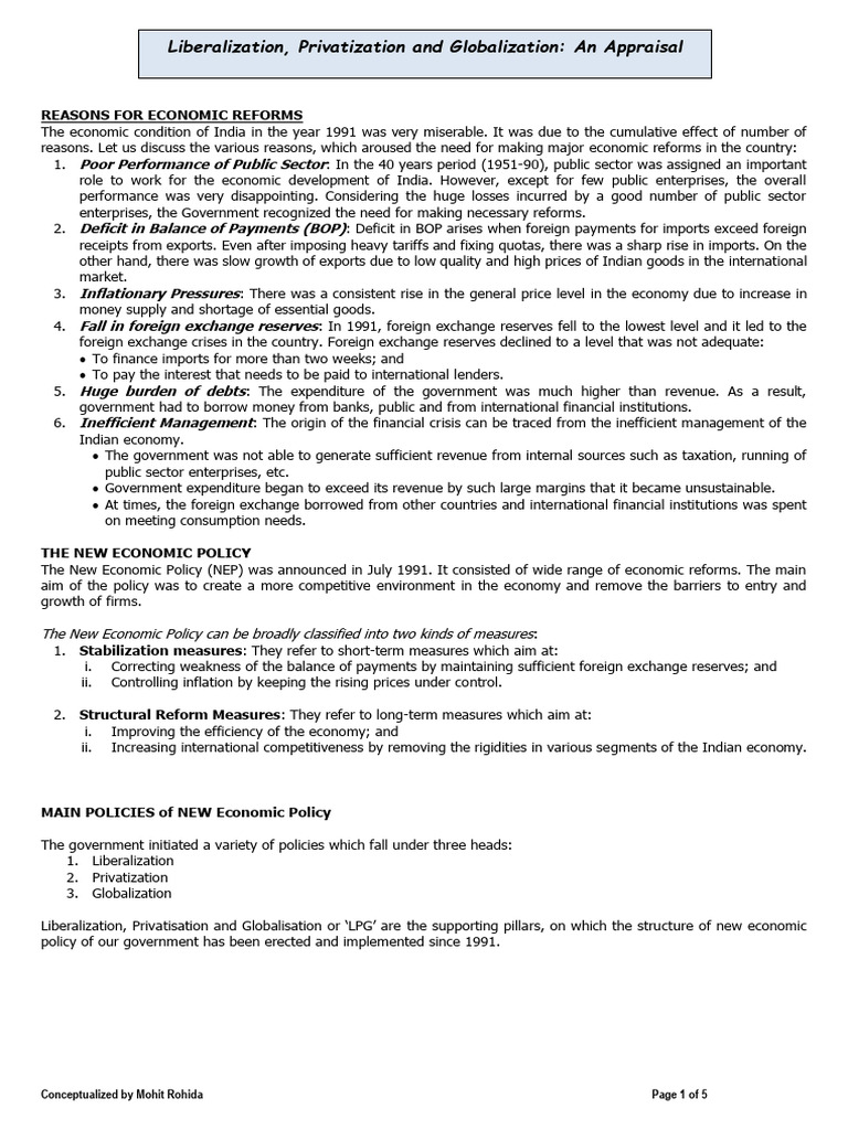 Liberalisation, Privatisation & Globalisation L-4 | PDF | Taxes | Globalization