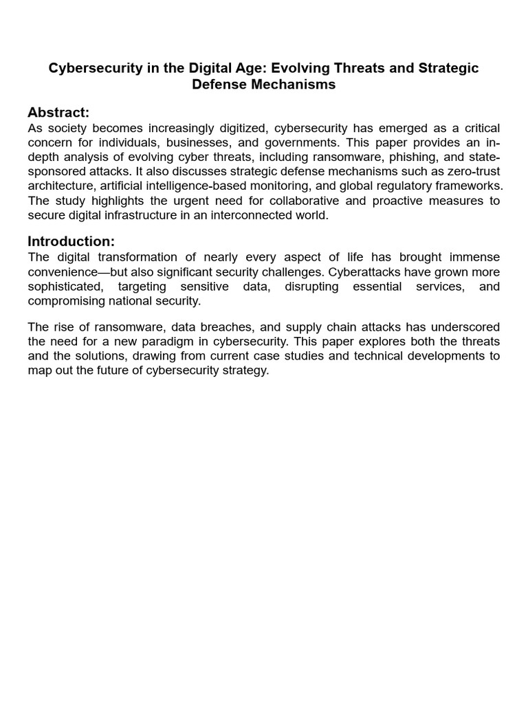 Cybersecurity - Research - Paper | PDF