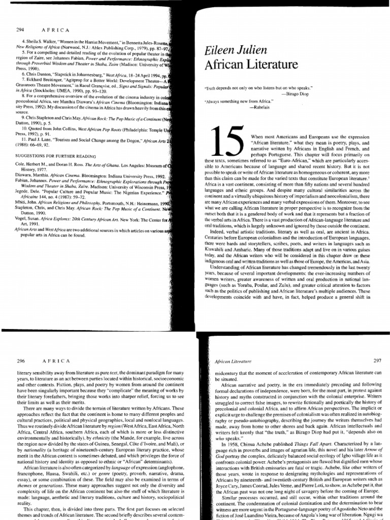 Evolution of African Literature | PDF