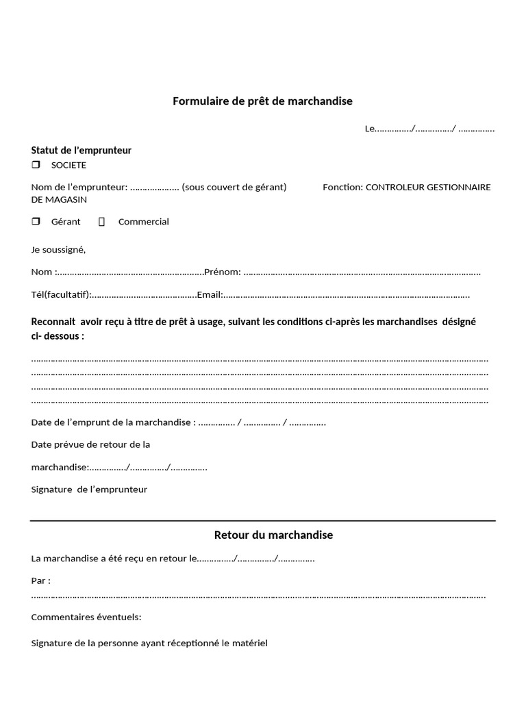 Formulaire de Pret de Materiel 0 | PDF