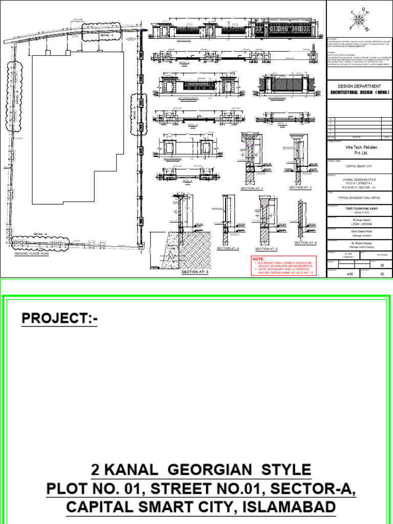 2 Kanal Georgian Style Typical Boundary Wall Detail Architecture & Structural Drawing Plot # 1 ...