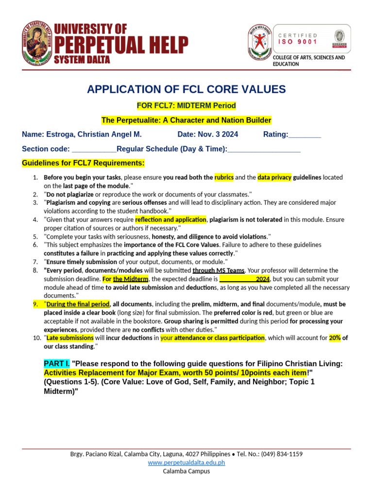 Estroga Fcl7-Module-Midterm 2024 | PDF | Love | Morality