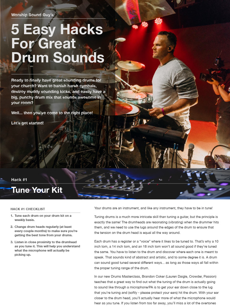 Worship Sound Guy's 5 Easy Hacks For Great Drum Sounds | PDF | Drum Kit ...