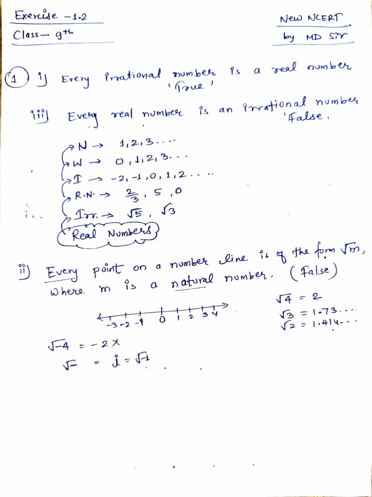 Class 9 Maths Exercise 1.2 Notes by MD Sir | PDF