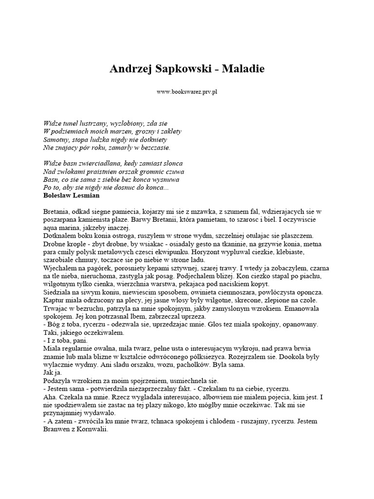 Andrzej Sapkowski - Maladie | PDF
