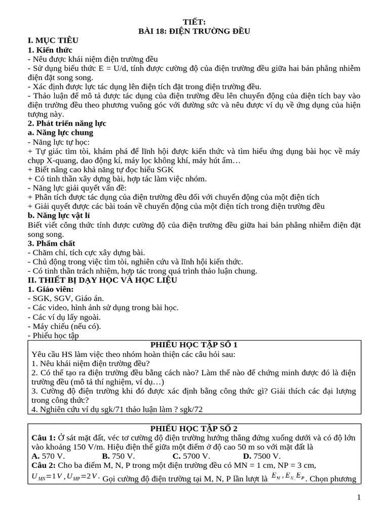 Bai 18. Dien truong deu | PDF