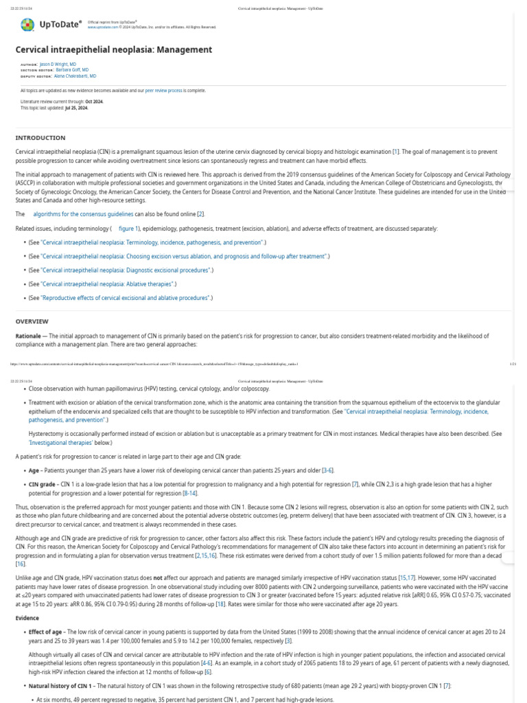 CIN Management Guidelines Overview | PDF | Cervical Cancer | Health Care
